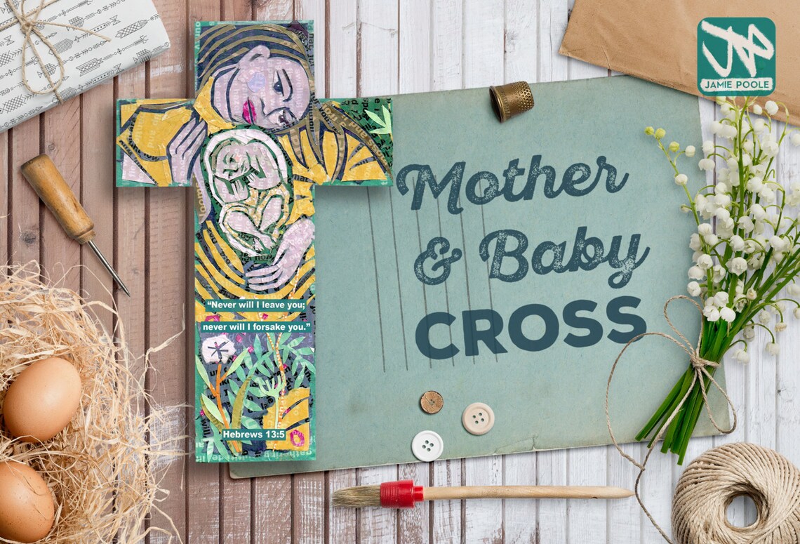 Mother and Baby Cross Wooden Wall Crosschristian Wall - Etsy