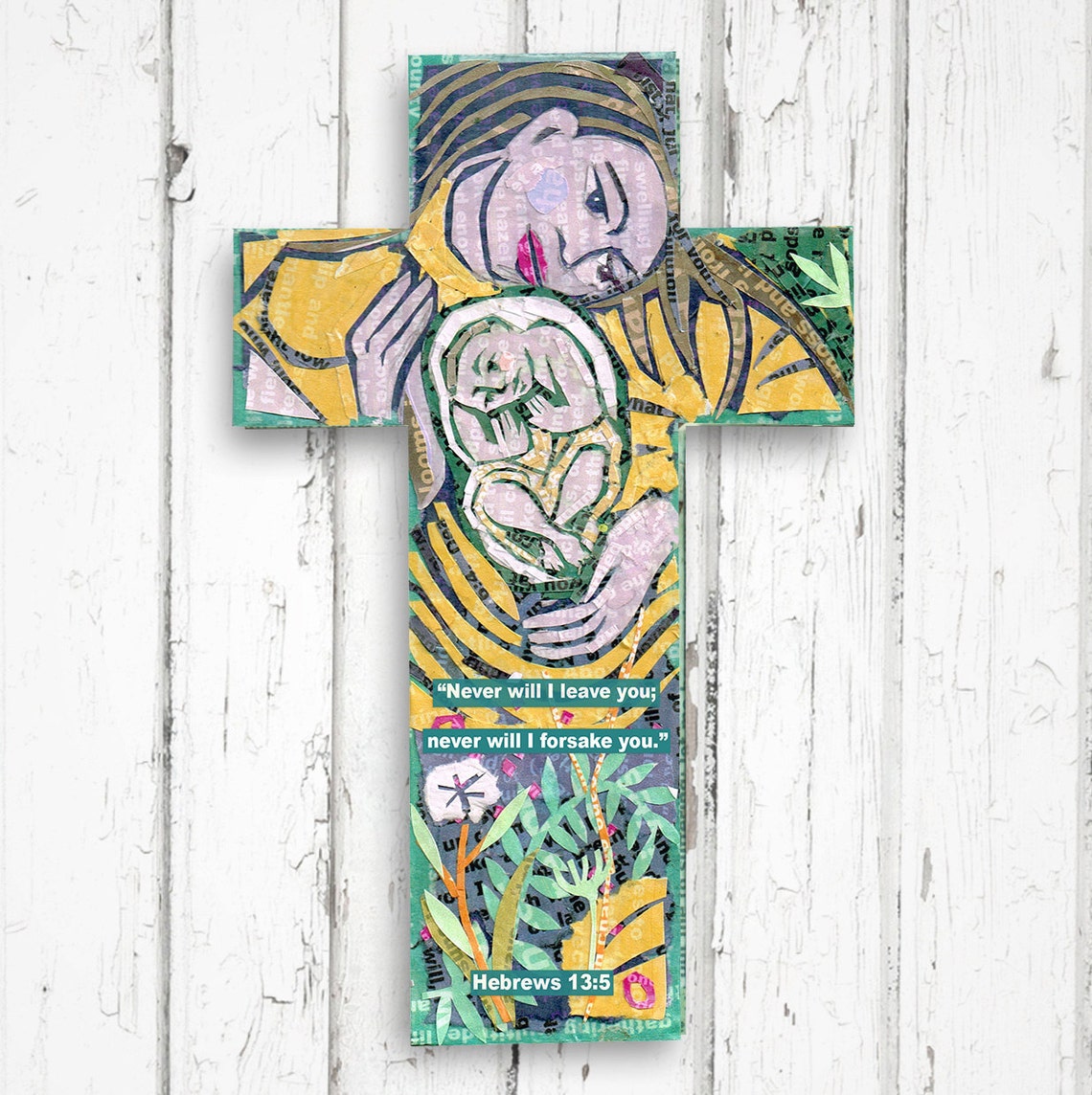 Mother and Baby Cross Wooden Wall Crosschristian Wall - Etsy