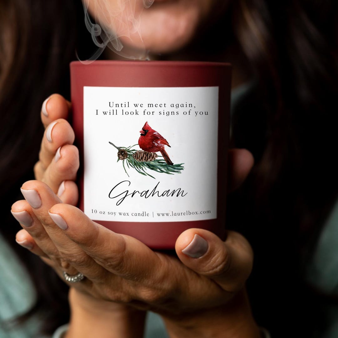Custom Cardinal Memorial Candle: Sympathy Gift, Juniper Cypress Scent ...