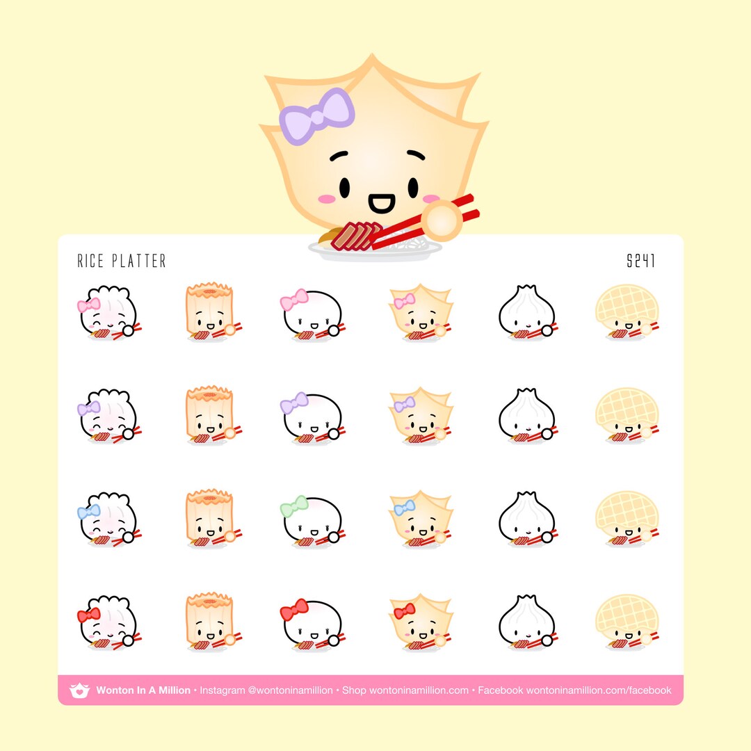 S241 Rice Platter Stickers Stickers wonton in A Million, Planner ...