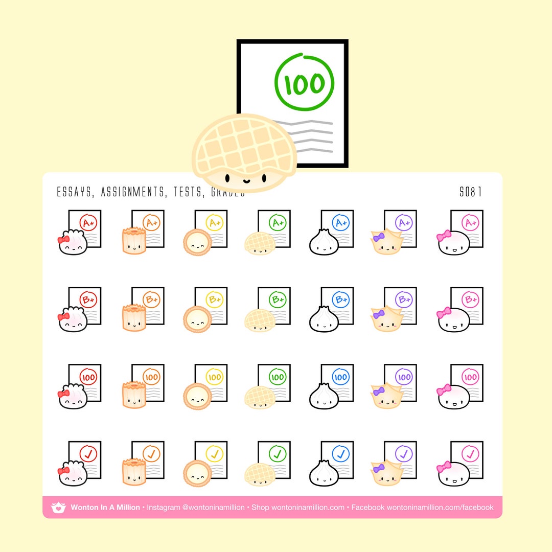 S081 Back to School Grades Stickers Stickers wonton in A - Etsy
