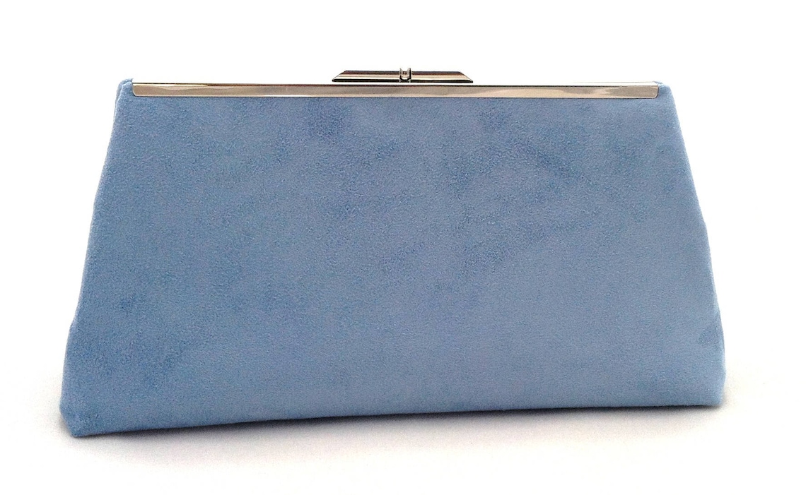 Blue Suede Handbag Light Blue Purse Blue Suede Evening | Etsy