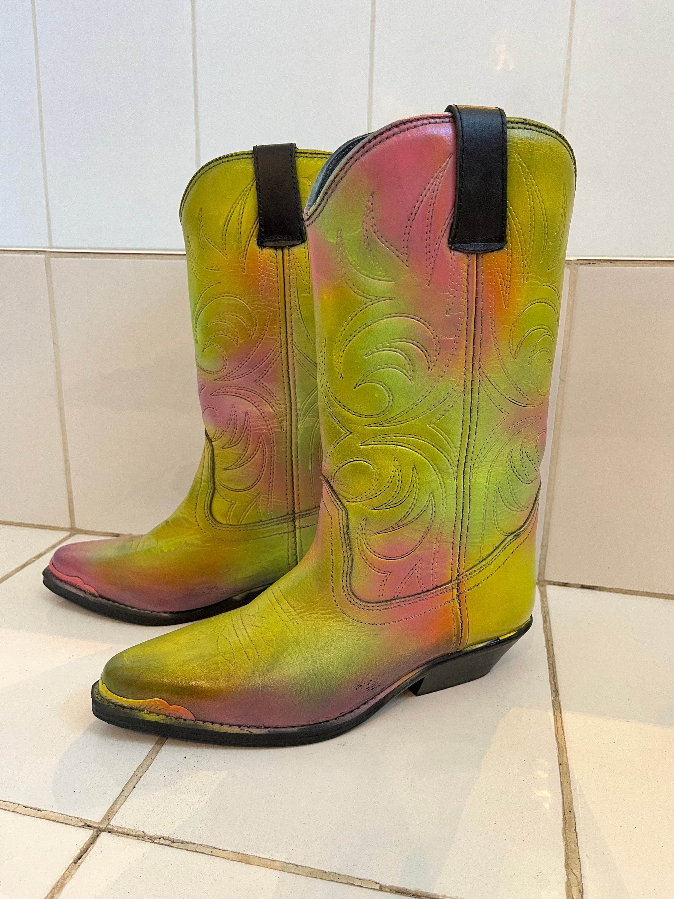 Vintage Rainbow Cowboy Boots - Etsy