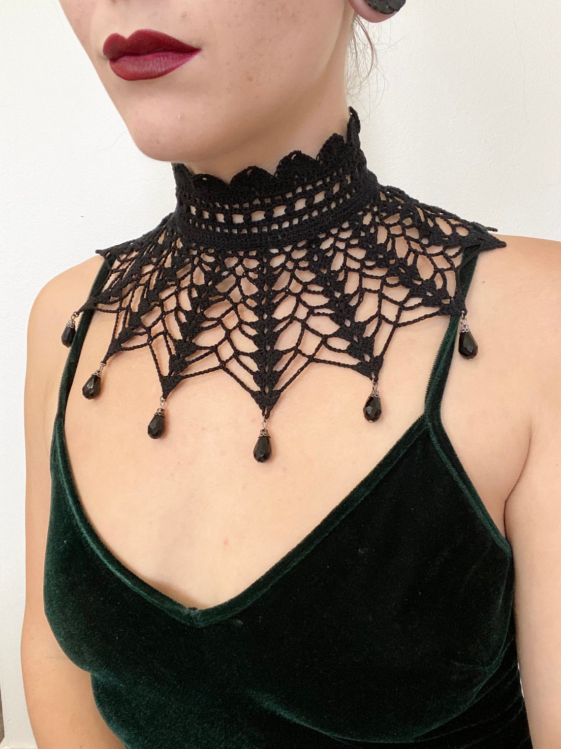 Gothic Crochet Choker Victorian Style Black Lace Choker With - Etsy
