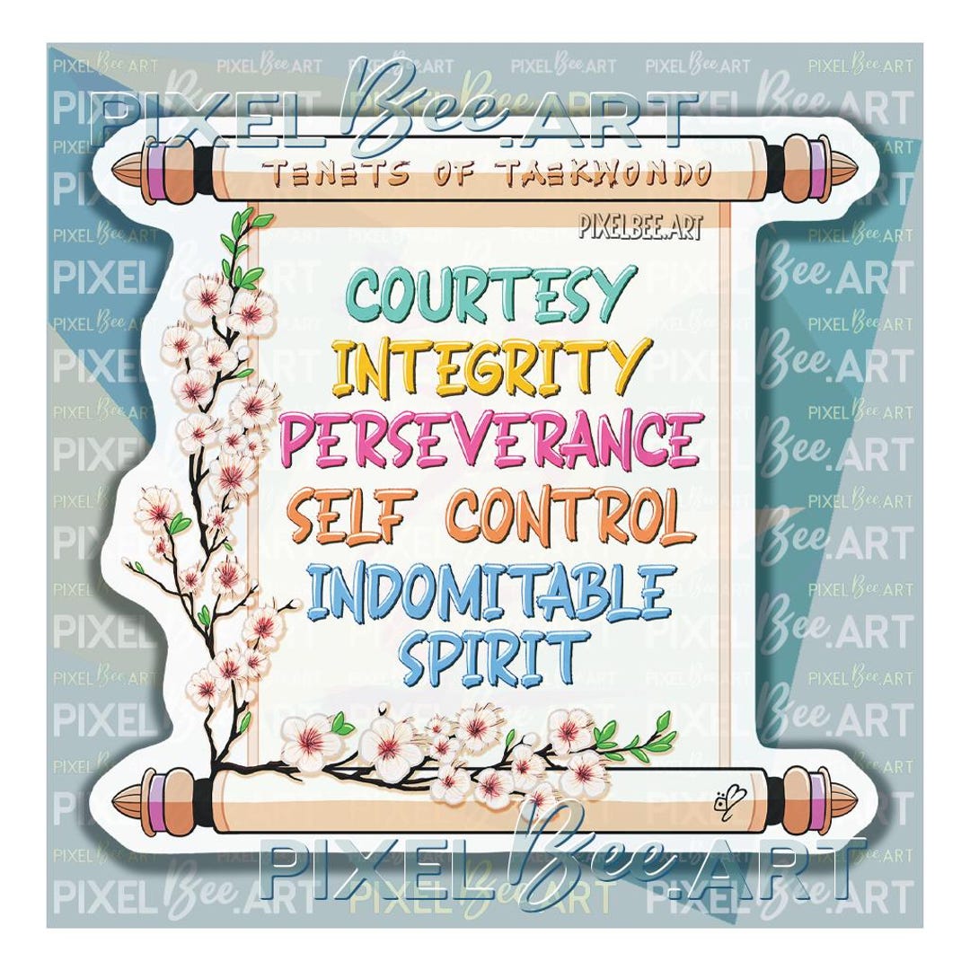 Five Tenets of Taekwondo Vinyl Sticker, Gift for Martial Arts ...