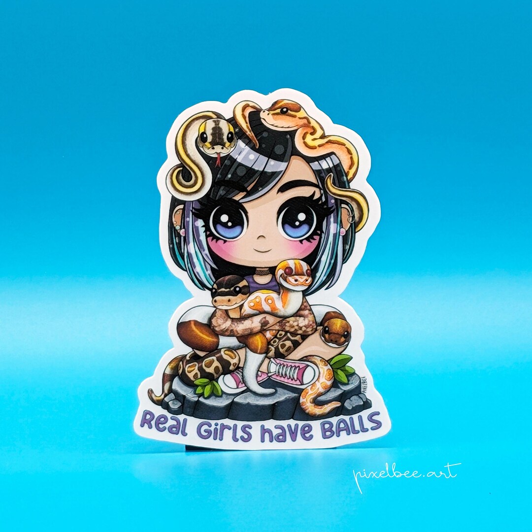 Cute Royal Ball Python Girl Sticker for Snake Enthusiasts and Reptile ...