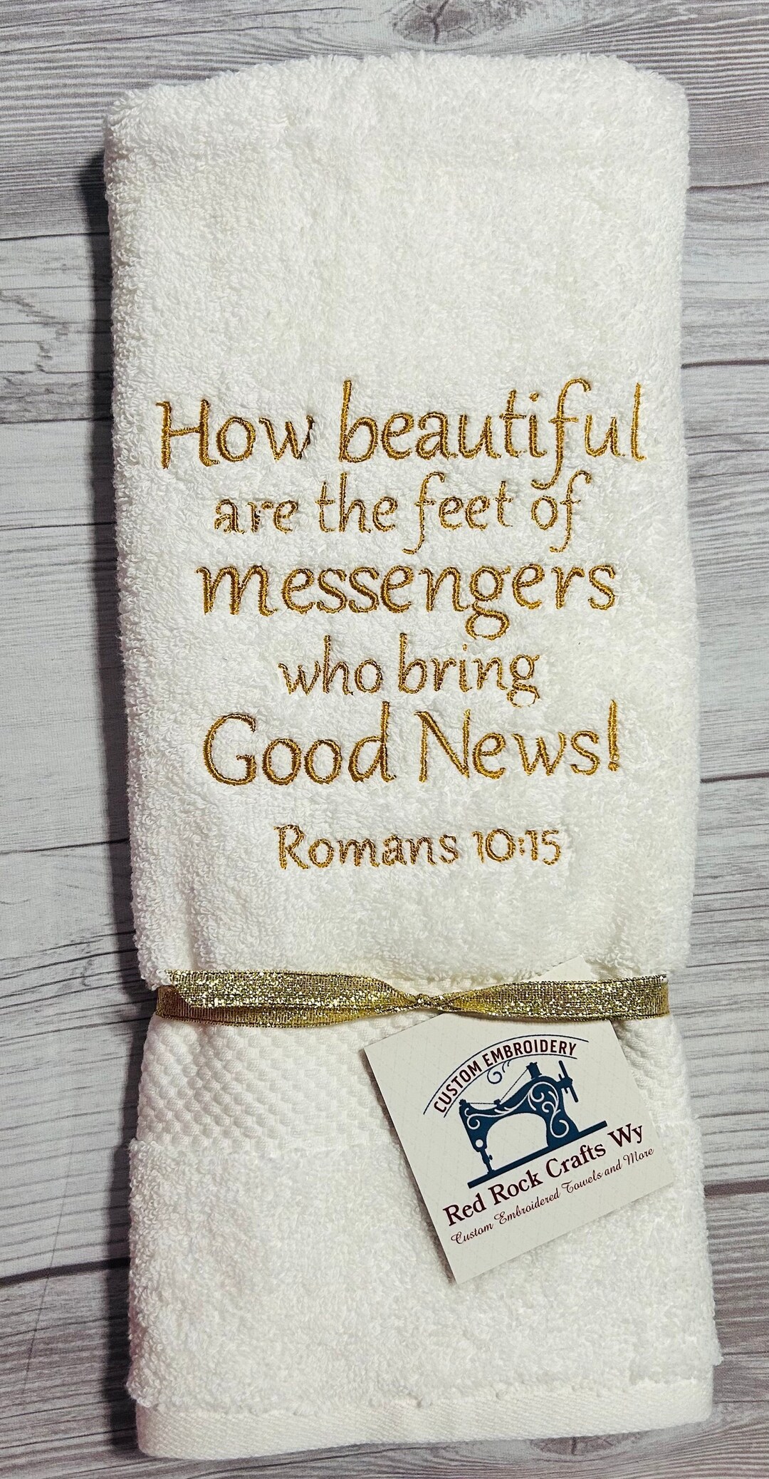 Beautiful Messengers of Good News Embroidered Bath Hand Towel, Romans ...