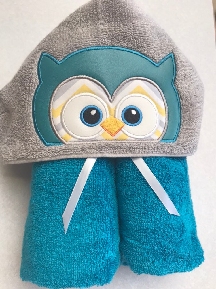 Owl Embroidered Hooded Towel - Etsy