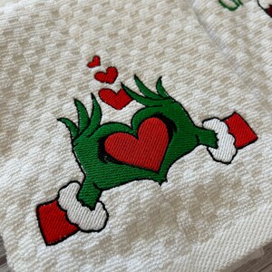Grinch Christmas Embroidered Kitchen Hand Towels, Grinchmas Gift - Etsy