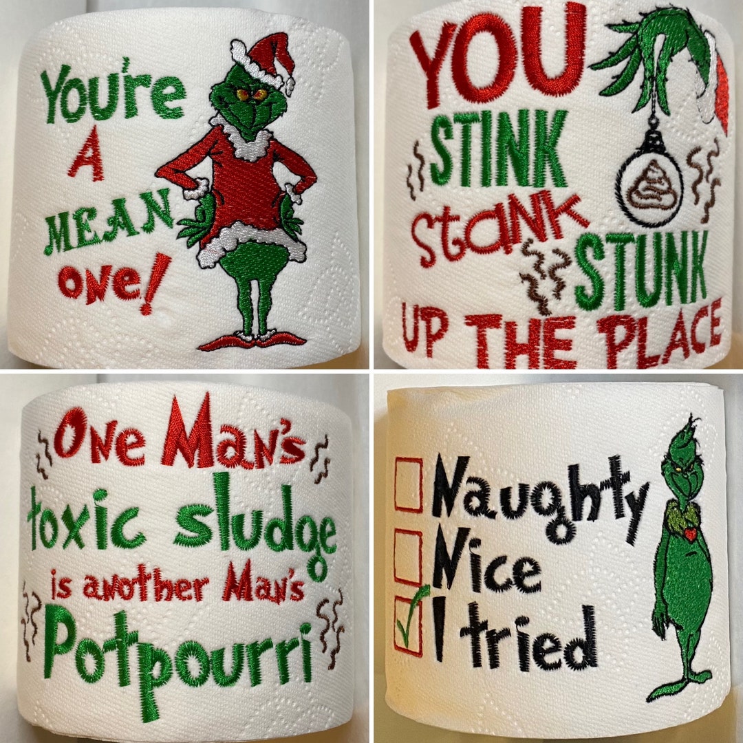Grinch Embroidered Toilet Paper, Christmas Toilet Paper Gift - Etsy