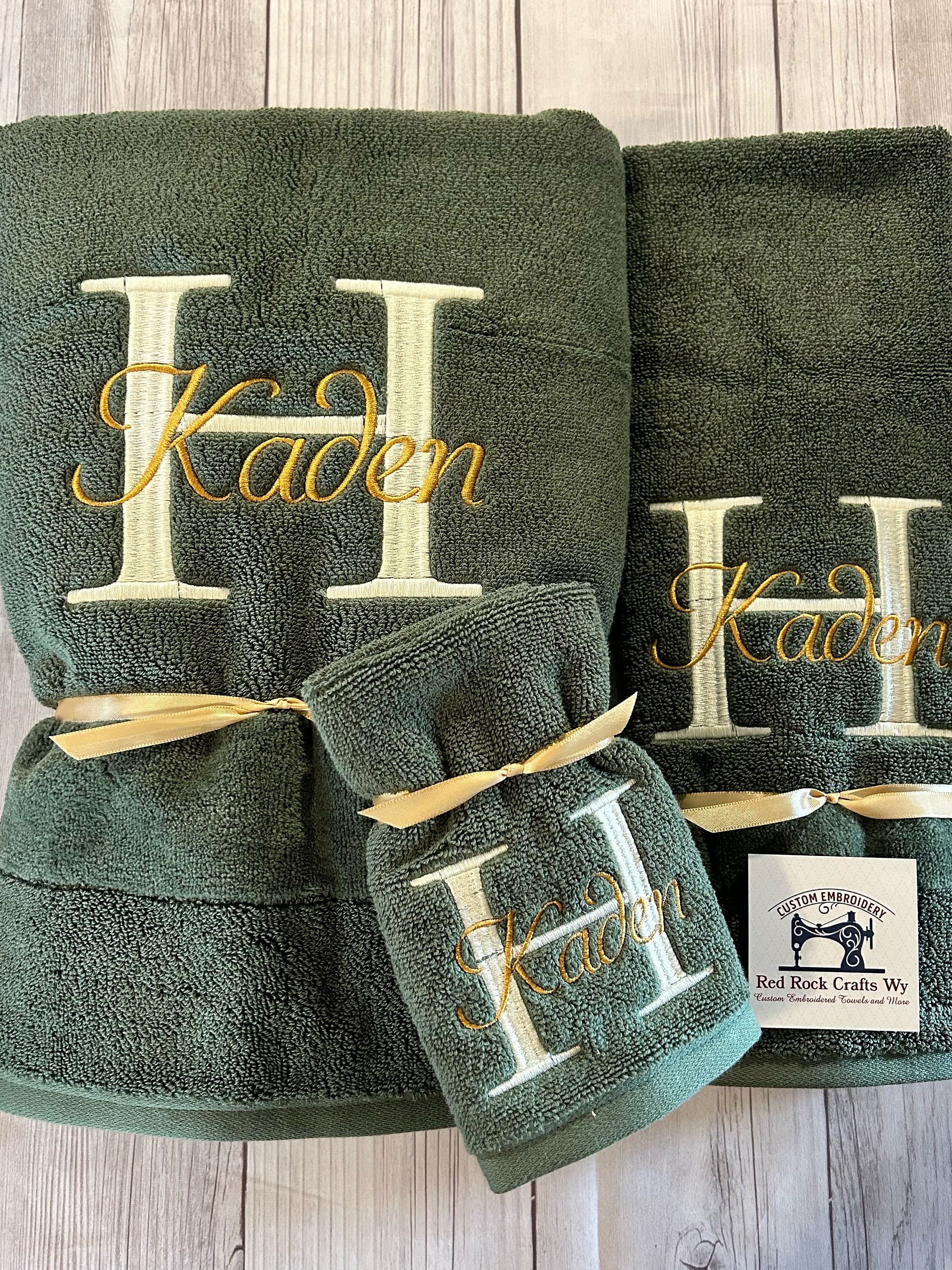 Personalized Turkish Cotton Towel Set – Custom Embroidered Bath, Hand ...