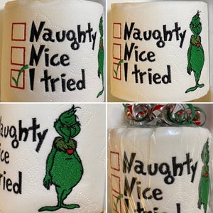 Grinch Embroidered Toilet Paper, Christmas Toilet Paper Gift - Etsy