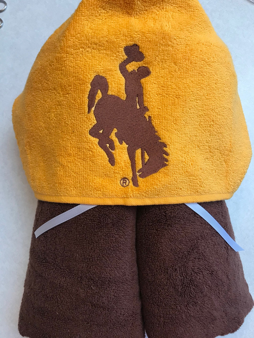 Steamboat Embroidered Hooded Bath Sheet - University of Wyoming - Etsy