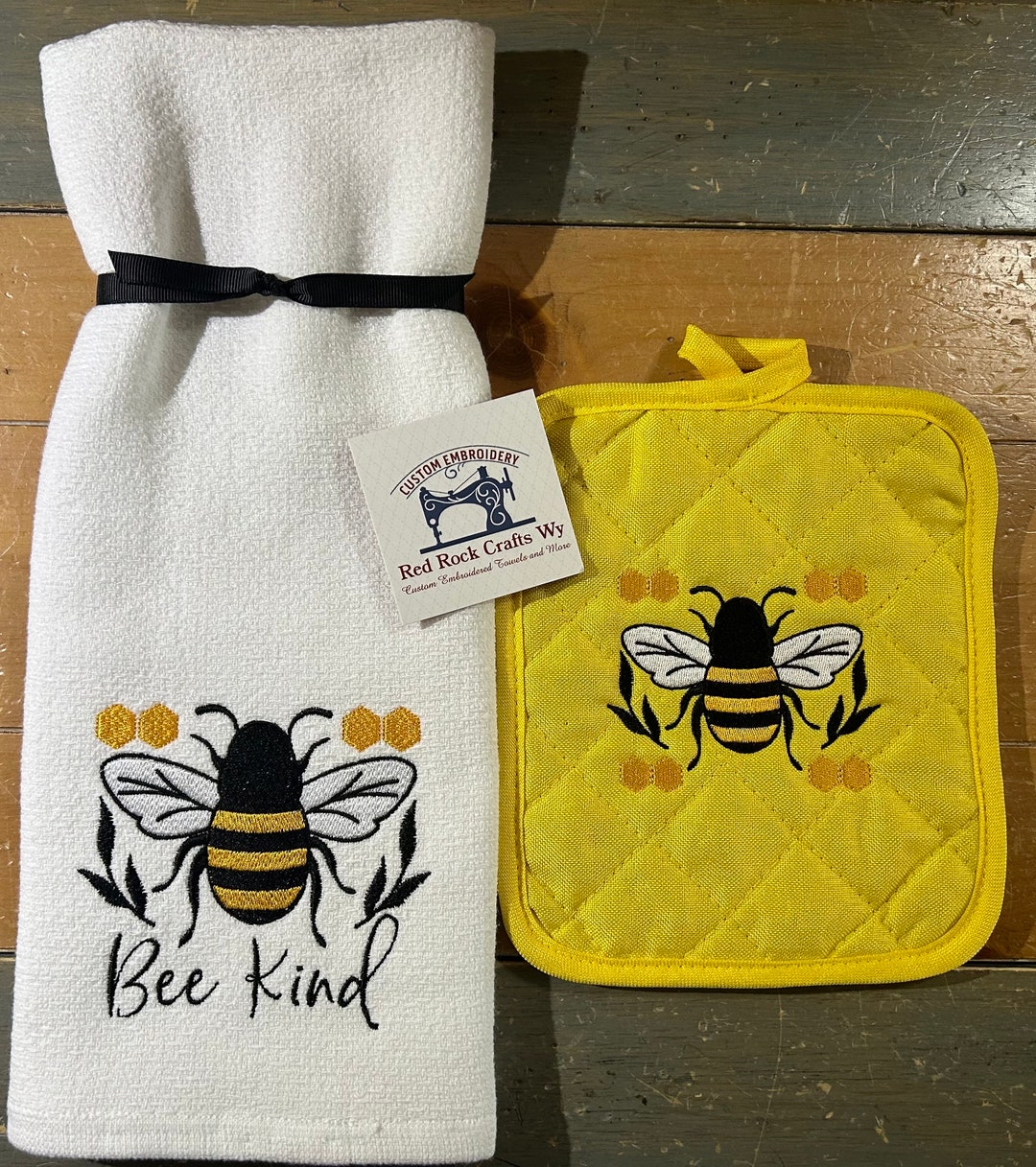 Bee Kind Honey Bee Embroidered Kitchen Towel Set, Kitchen Towel Gift - Etsy