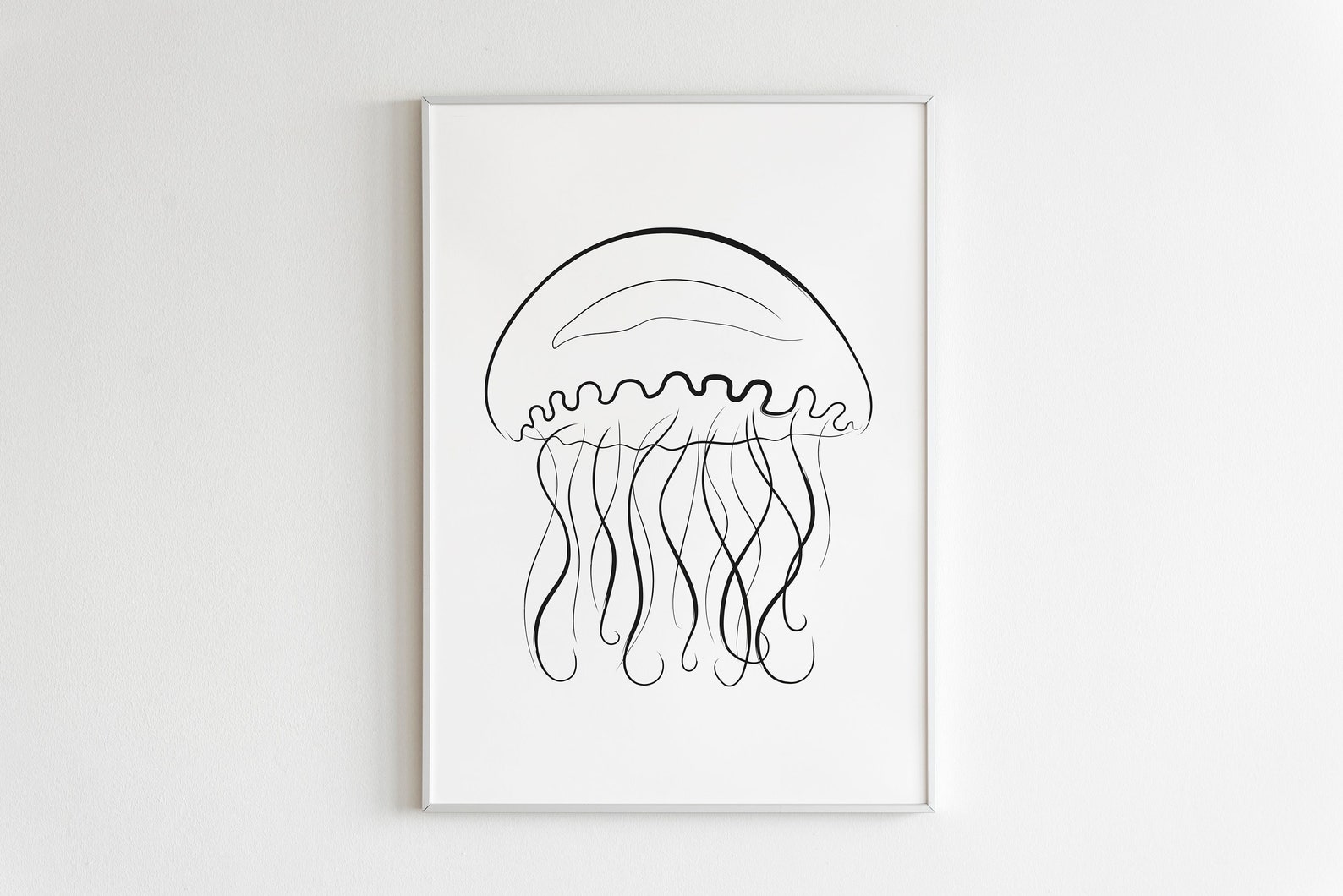 Jellyfish, Minimal Line Art, Line Art, Sea, Poster, Wall Decor, T-shirt ...