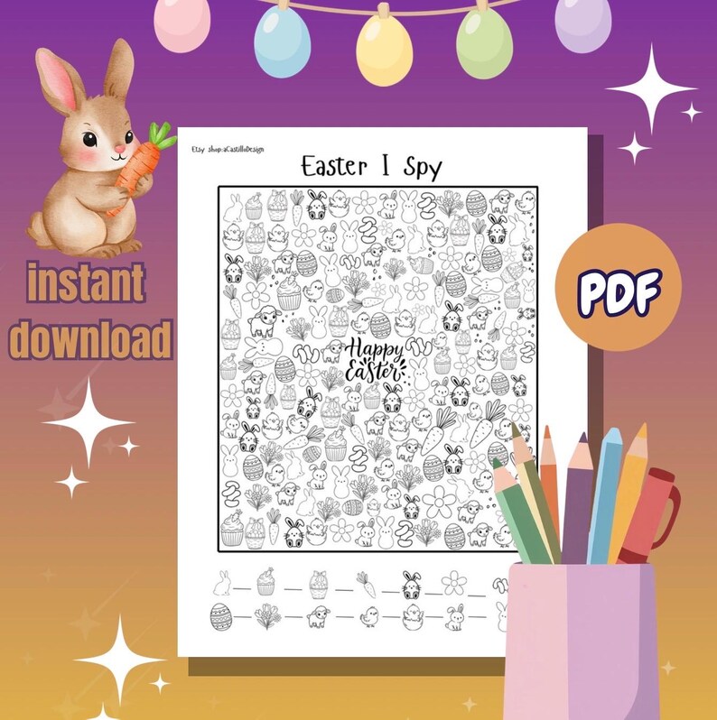 Easter I Spy COLORING SHEET Download Pdf, Homeschool Worksheet, Sunday ...
