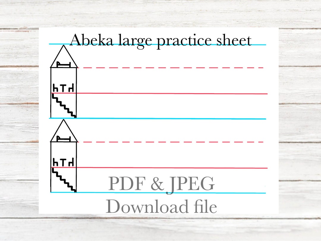 Abeka Large Writing Tablet Practice Sheet JPEG Upstairs , Downstairs ...