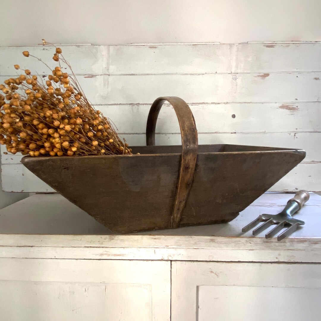 French Vintage Trug, Wooden Garden Flower Trug, Garden Decor Rustic ...