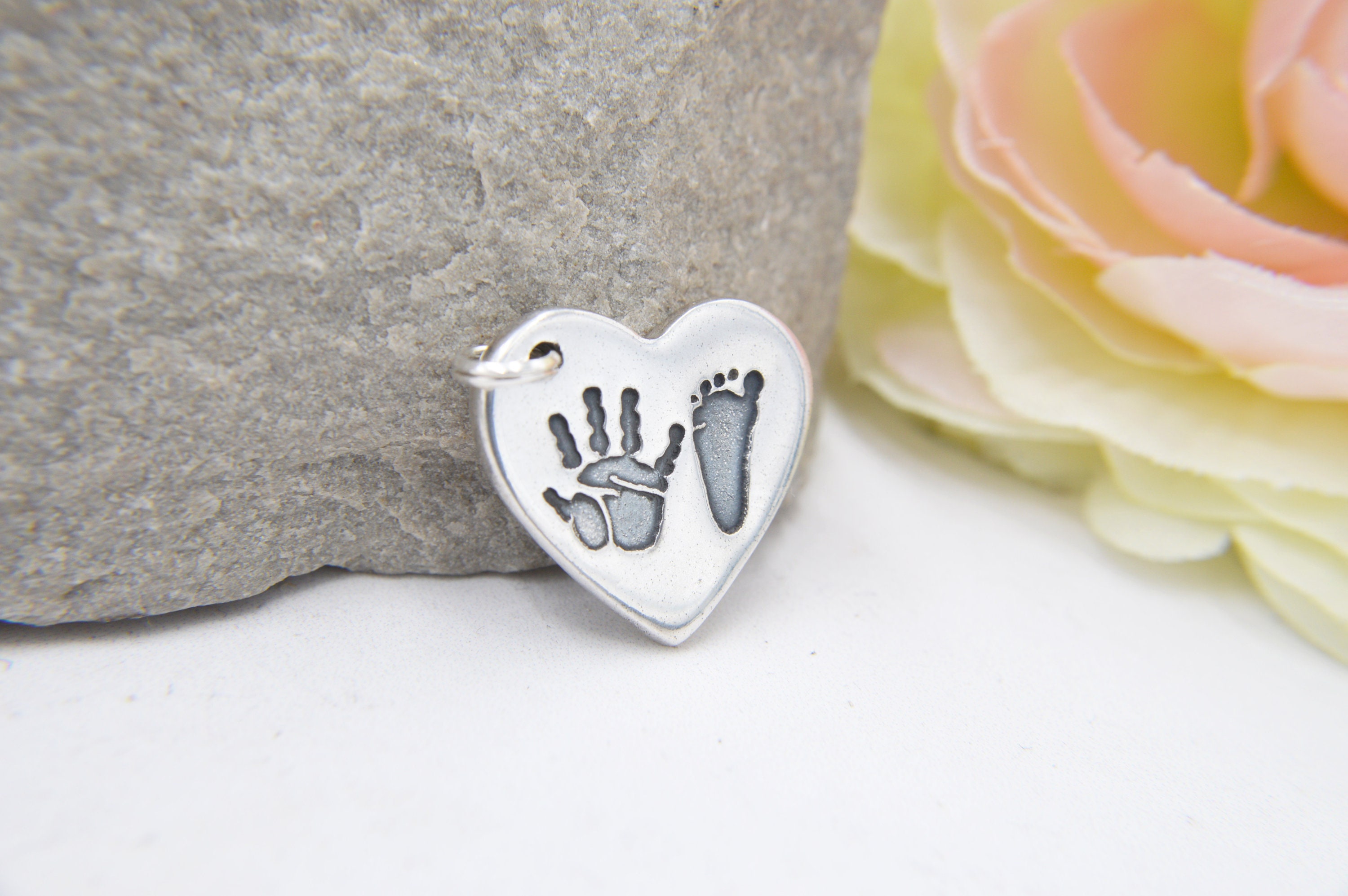 Real Handprint and Footprint Pendant Necklace Personalized | Etsy