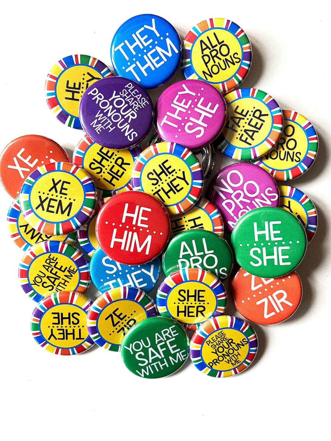 Bulk Pronoun Badges, Pronouns for Clubs, Small Pronoun Buttons - Etsy
