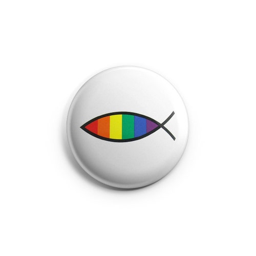 Christian LGBT Fish Button Badge - Etsy