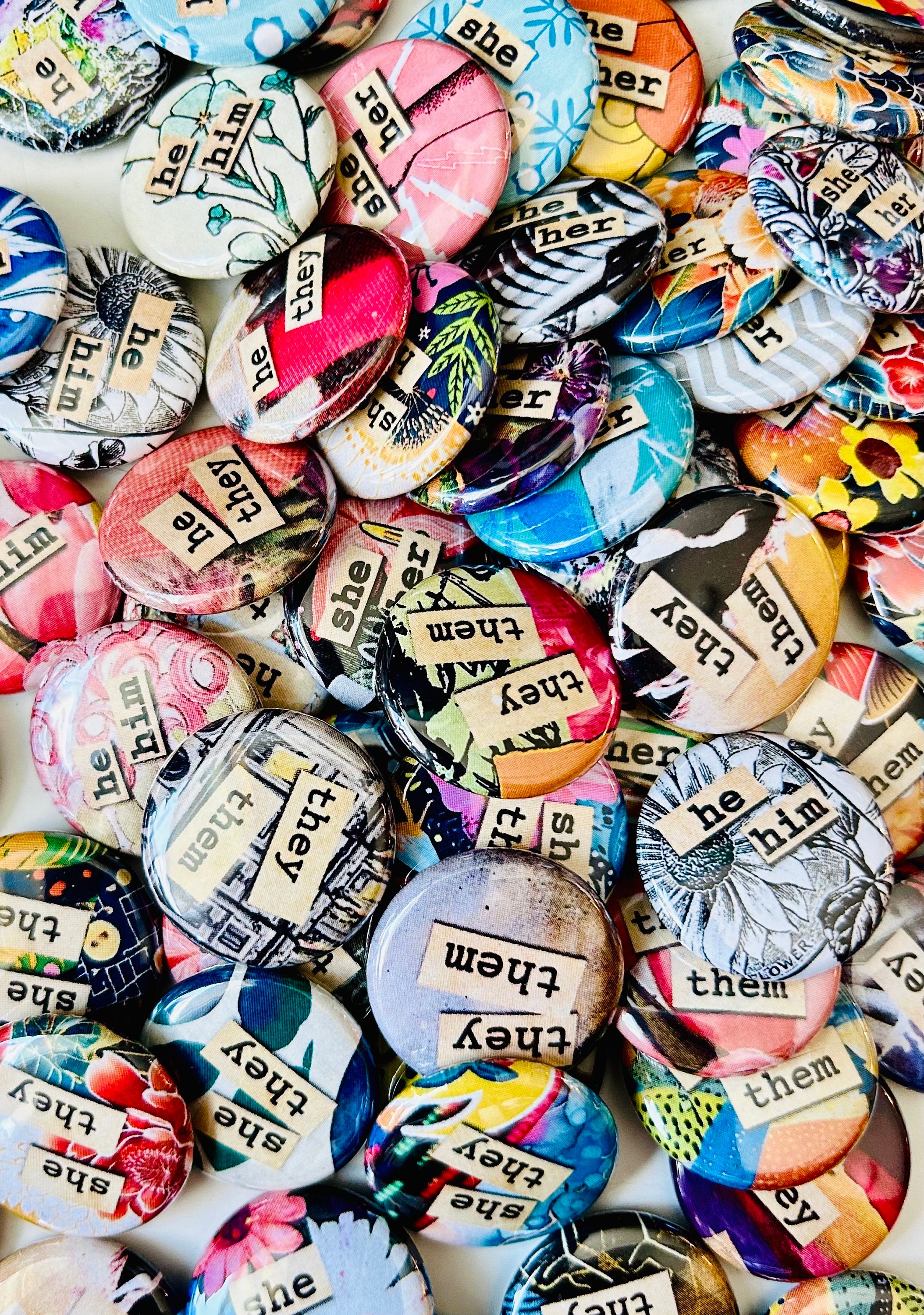 Bulk Pronoun Badges (collage Style), Bulk One-inch Mini Badges, Back to ...