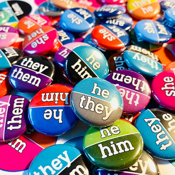 Pronoun Pins - Etsy