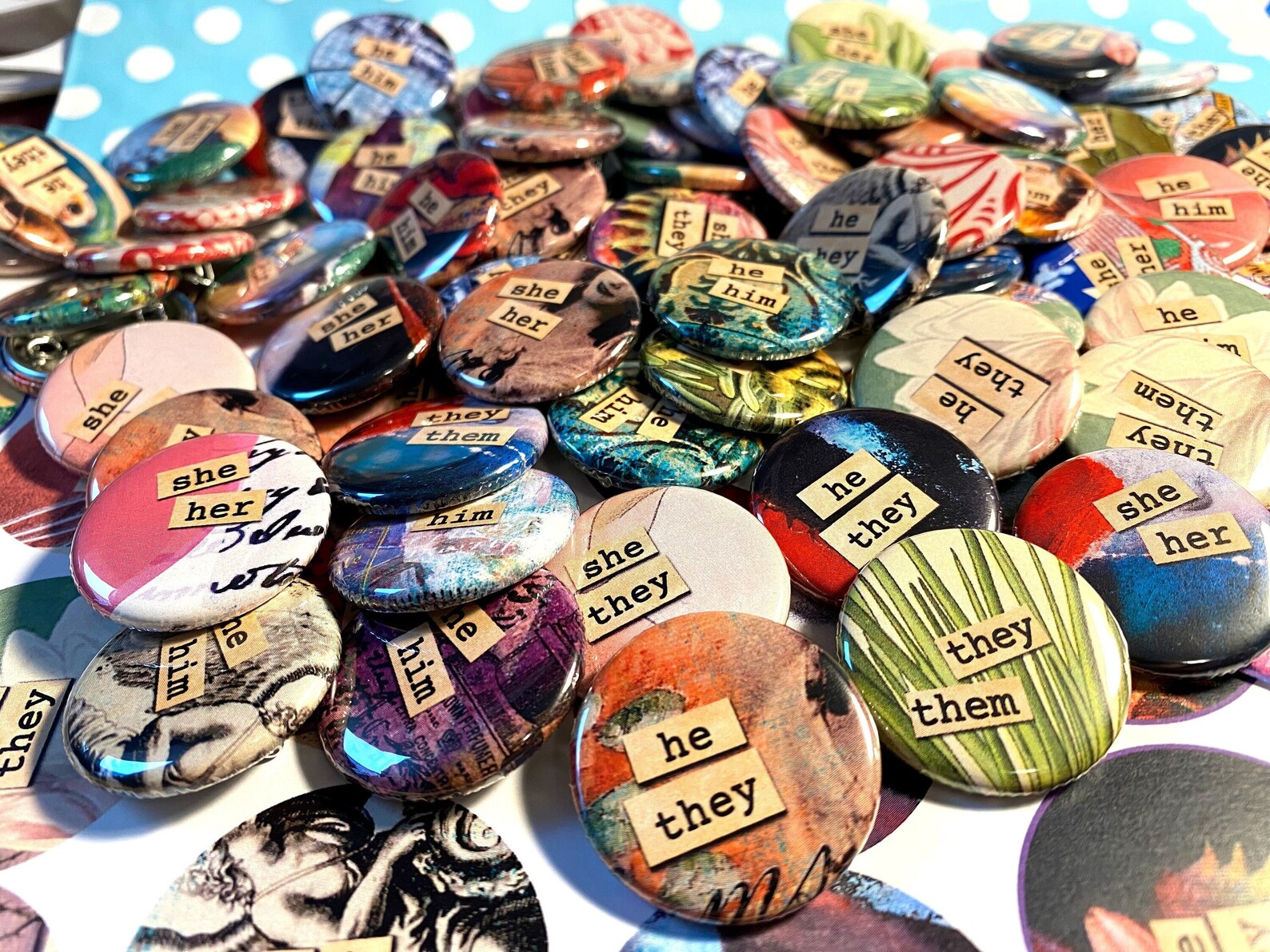 Bulk Pronoun Badges (collage Style), Bulk One-inch Mini Badges, Back to ...