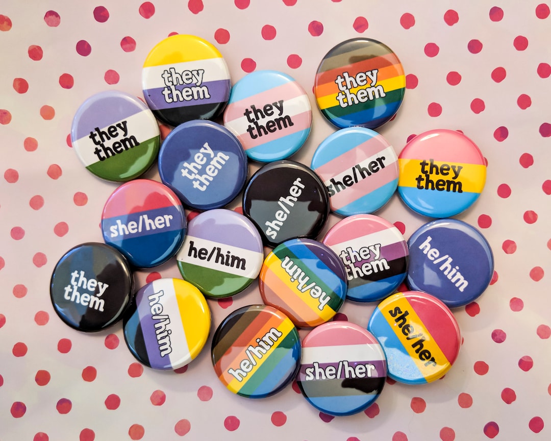 Custom Pride Flag Pronouns, Pronoun Badges, Xe/xem, They/them, She/her, They/he, Pride Day ...
