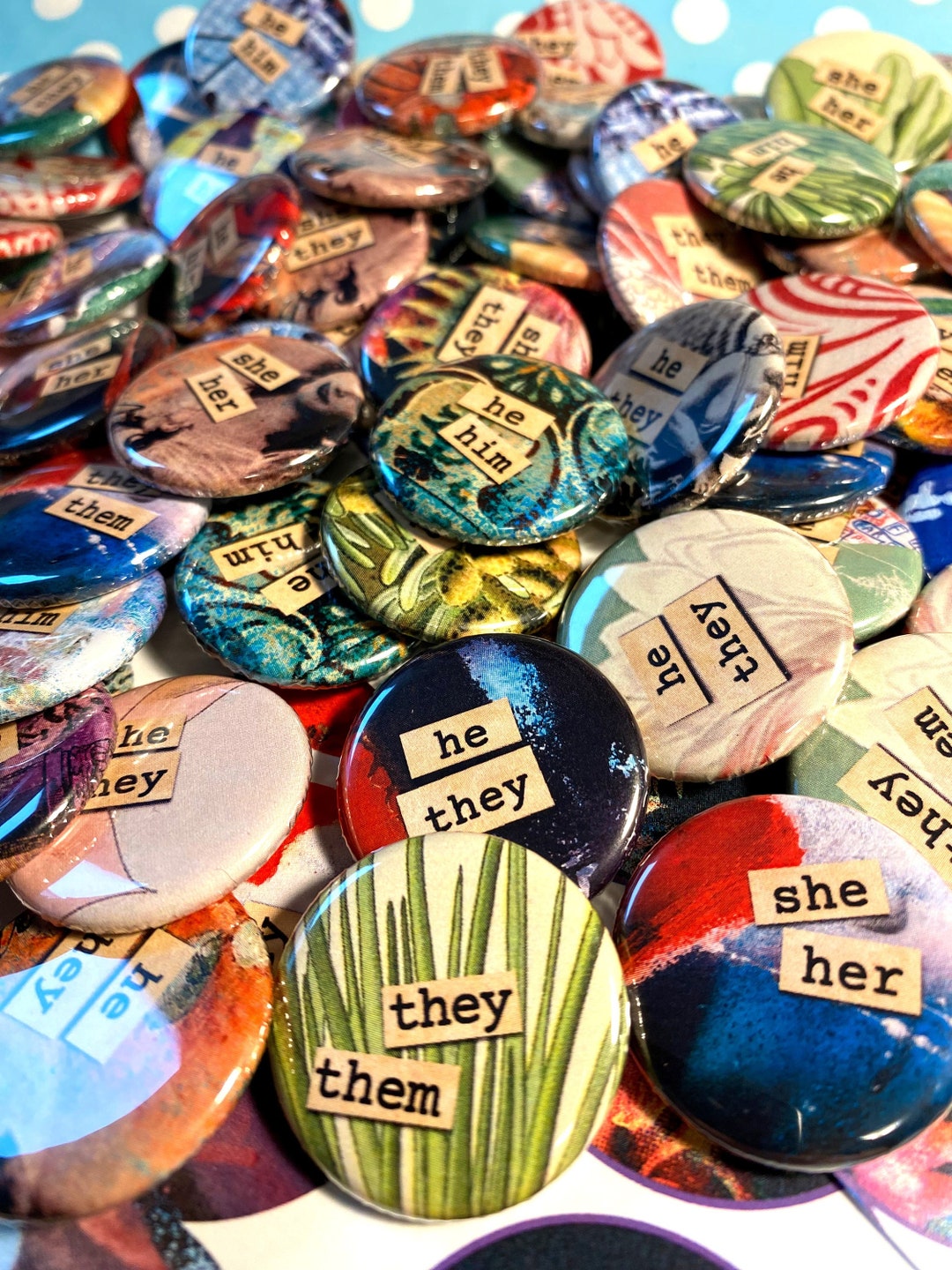 Bulk Pronoun Badges (collage Style), Bulk One-inch Mini Badges, Back to ...