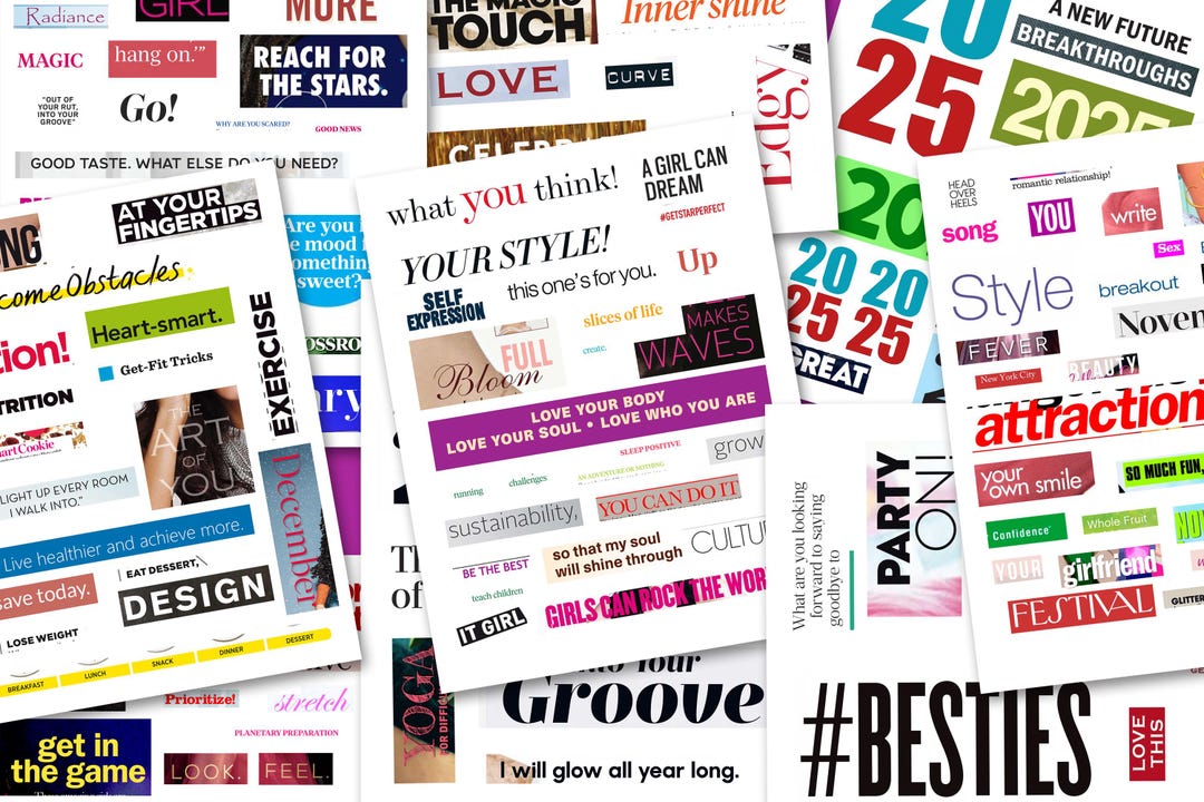 Vision Board Words & Phrases: 350+ Magazine Cut Outs (digital PDF) - Etsy