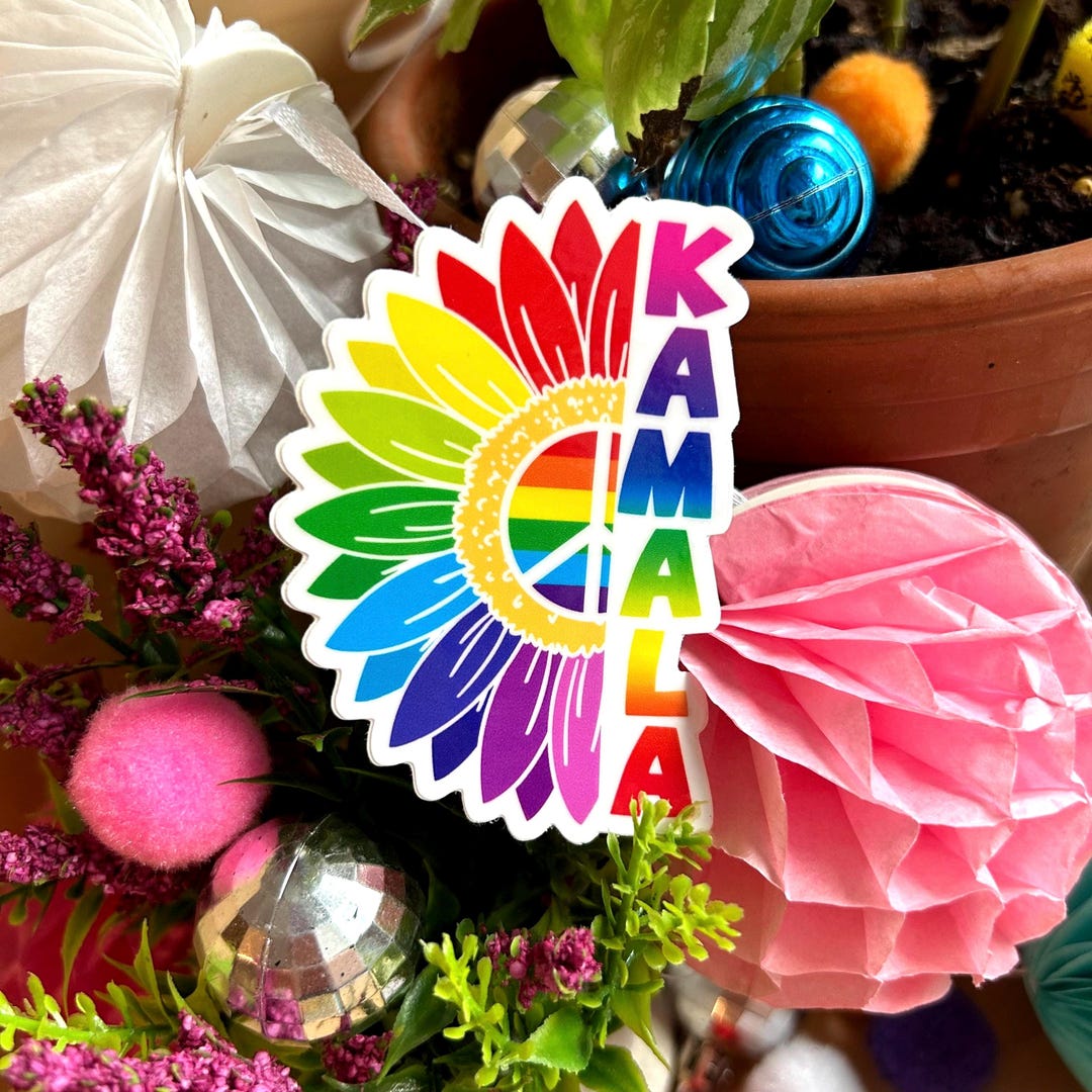 Kamala Harris Sticker, Dishwasher Friendly Sticker, Kamala Rainbow ...