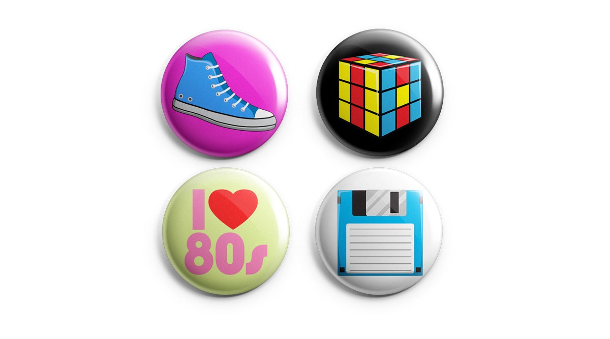 1980s pins 4 Pack Eighties Buttons I love the 1980s gift | Etsy