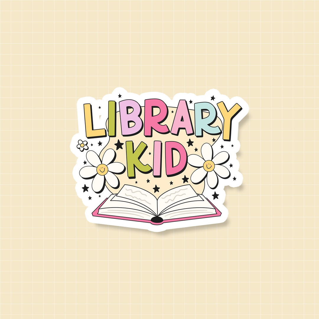 Library Kid Sticker, Booklovers Sticker for Laptop, Kindle, Notebook ...