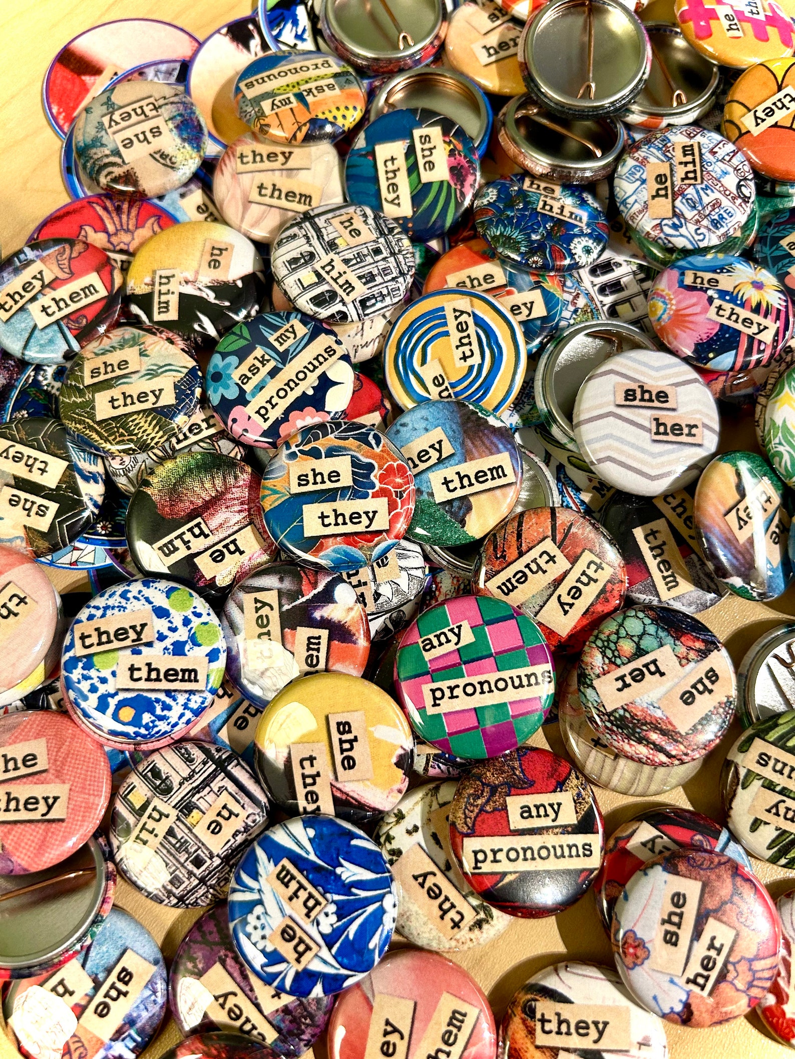Bulk Pronoun Badges (collage Style), Bulk One-inch Mini Badges, Back to ...