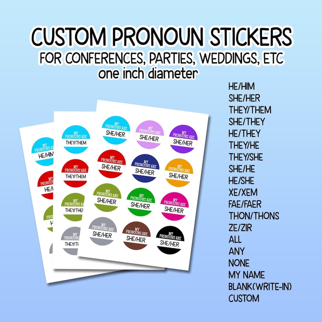 Pronoun Stickers - Bulk Pronoun Stickers - Small Pronoun Labels for ...