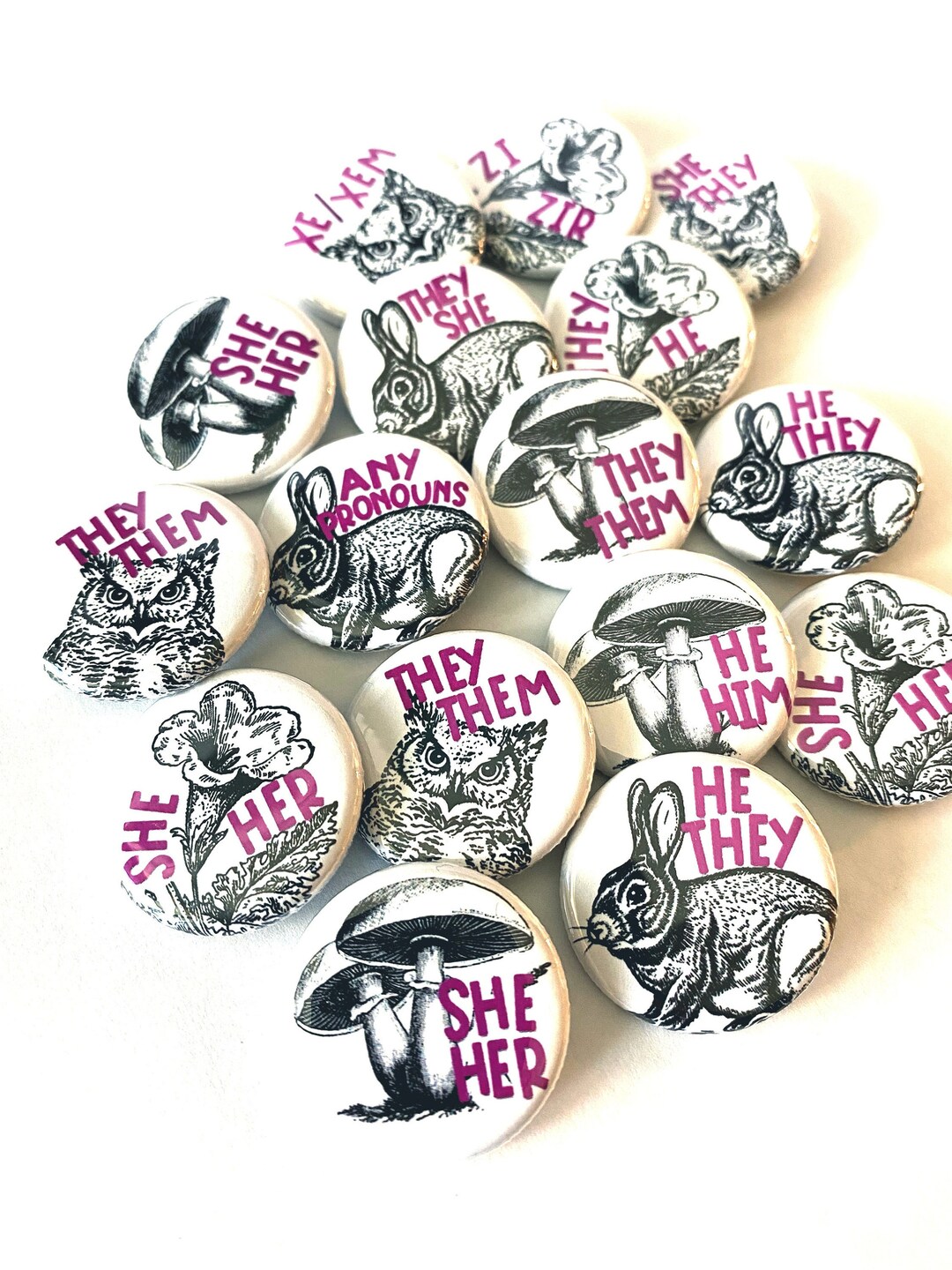 Custom Pronoun Pin - Vintage Pronouns - Pride - They/them Pin - Pronoun ...