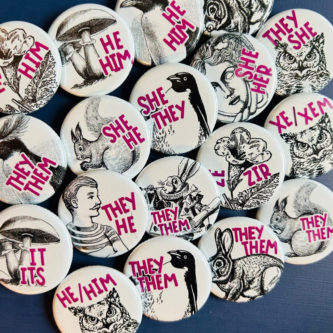 Custom Pronoun Pin Vintage Pronouns Pride Pin They/them Pin Pronoun ...
