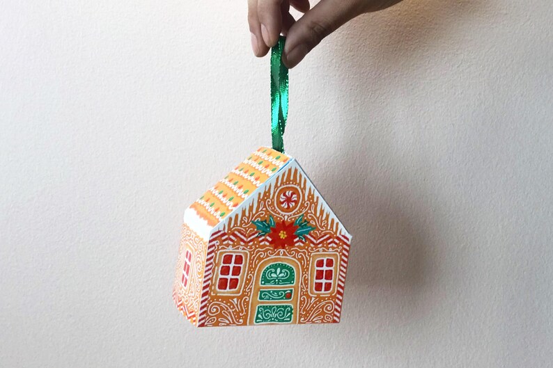 Printable Gingerbread House Papercraft, Christmas Ornament (digital ...