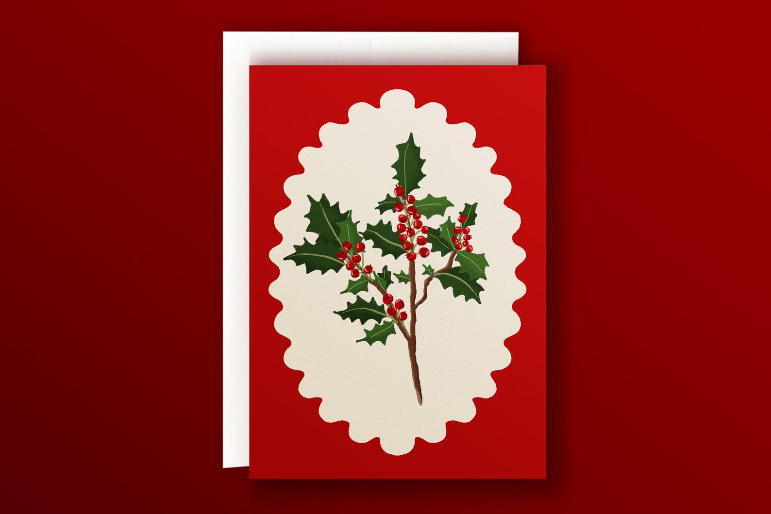 Printable Christmas Cards Bundle Blank Interior 3 Classic Colors Floral ...