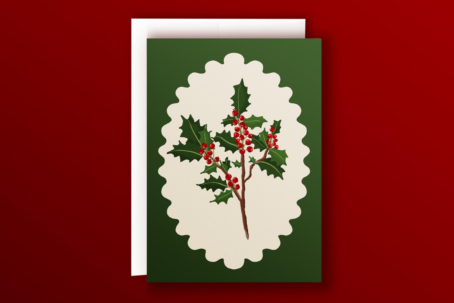 Printable Christmas Cards Bundle Blank Interior 3 Classic Colors Floral ...