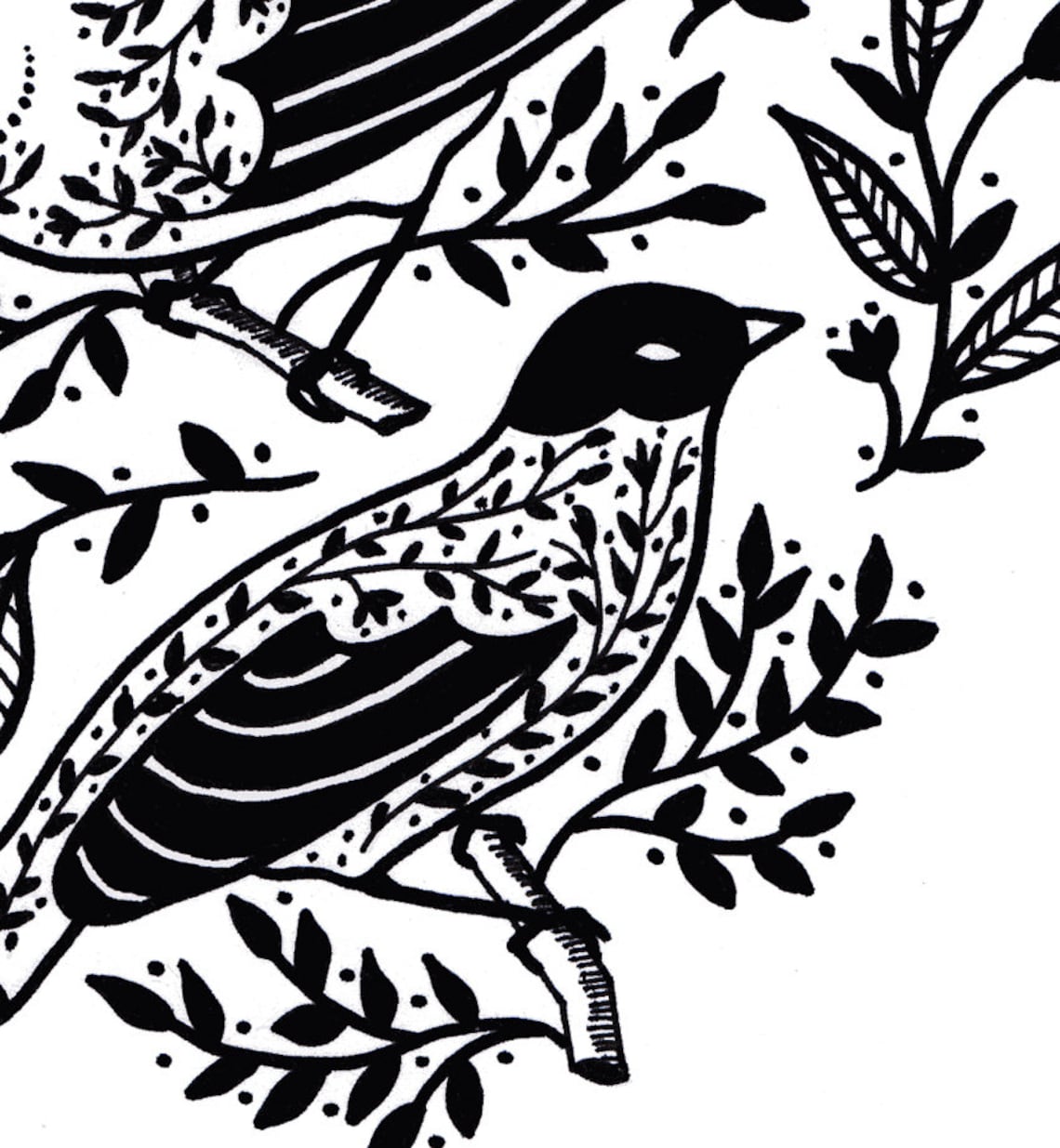 Tattoo bird print tattoo flash folk art folk bird art bird | Etsy