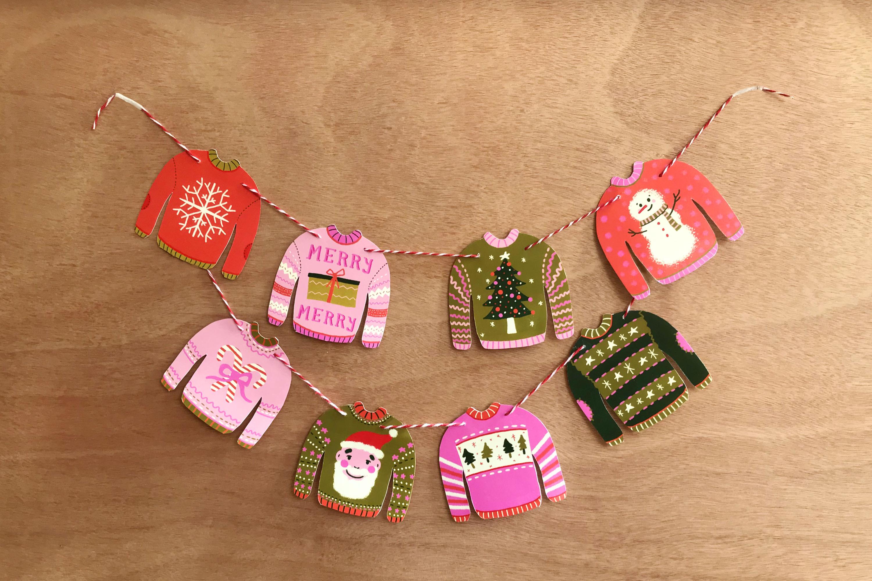 Christmas Sweater Paper Garland, Festive Holiday Decor (PDF Pattern) - Etsy