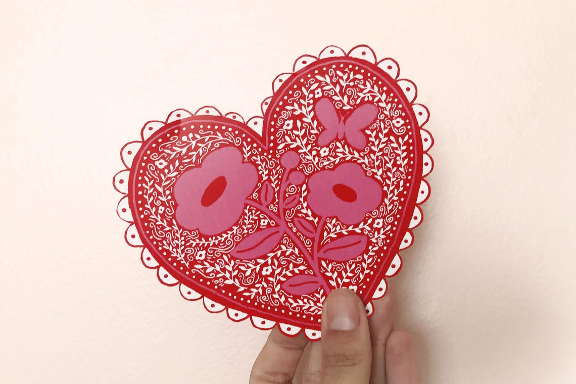 Printable Lace Doily Hearts Paper Garland 4 Designs 2 Colors Template ...