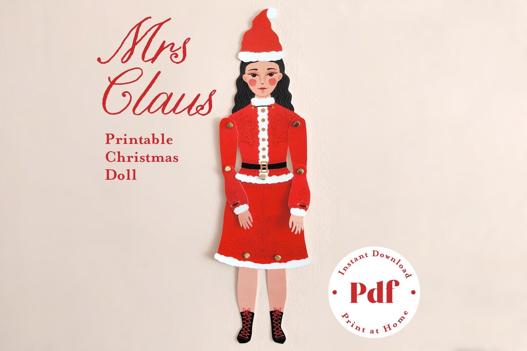 Articulated Christmas Paper Doll Printable Mrs Claus Toy (A4 PDF ...
