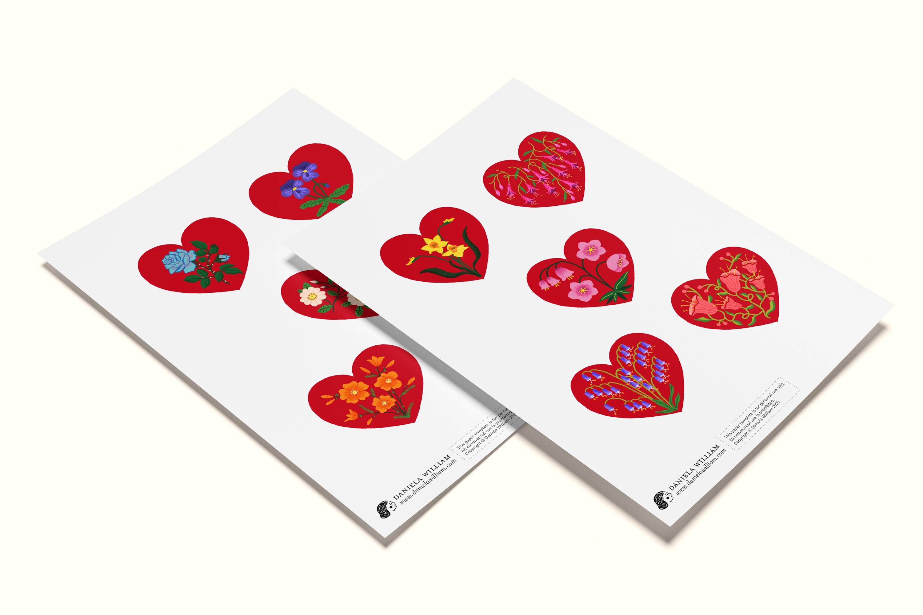 Printable Mini Hearts Paper Garland 10 Designs Template Valentine's Day ...