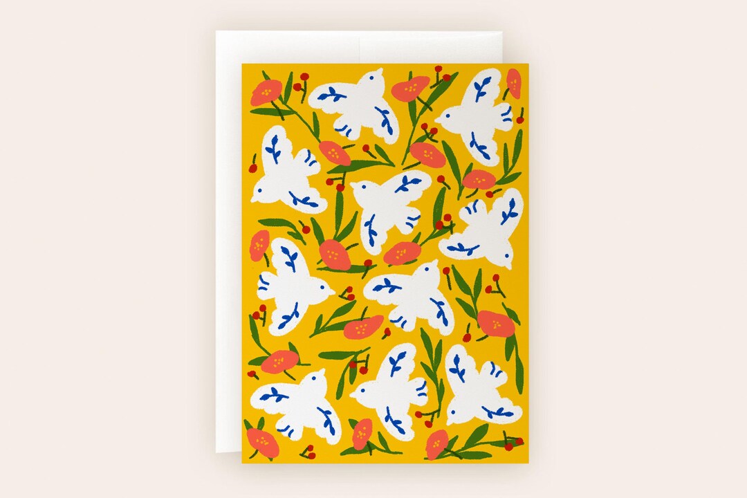 Illustrated Yellow Birds Printable Card, Blank Inside (PDF) - Etsy UK