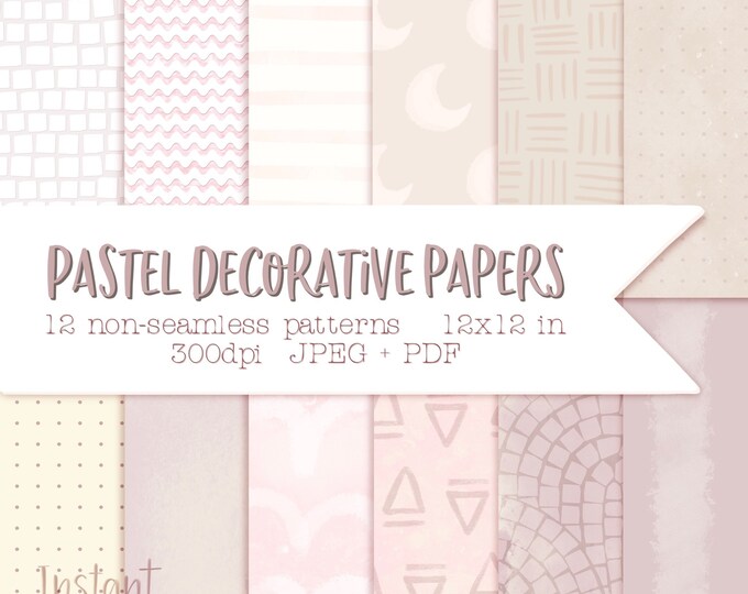 Pastel Digital Papers - Digital Scrapbook Kit - Collage Kit, Digital ...