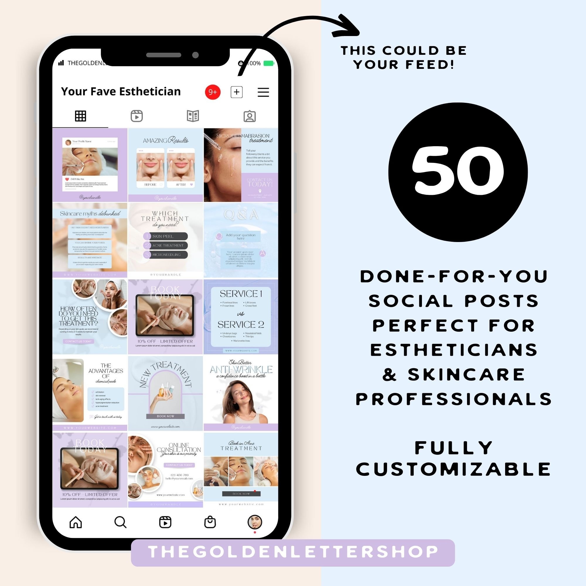 Canva Template Instagram Bold Social Media Posts, Esthetician Social ...