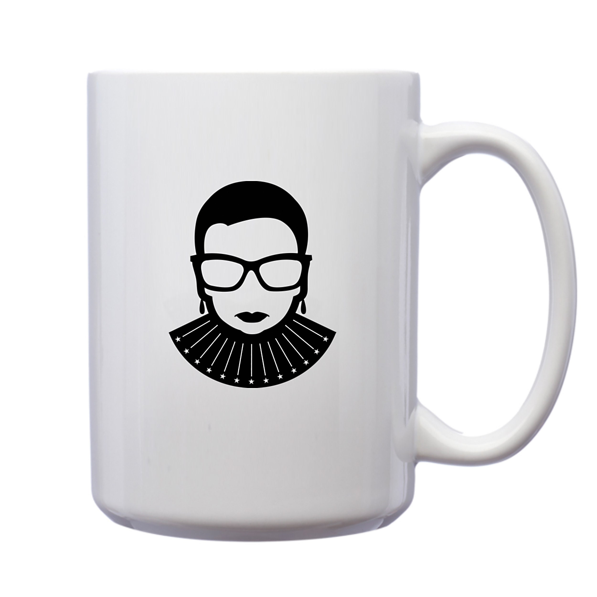 Ruth Bader Ginsburg, RBG White Ceramic Mug Memorial With Black and ...